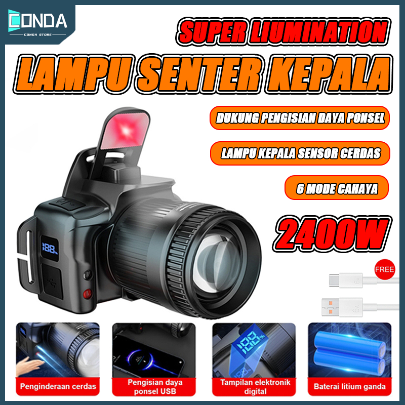 Jual Senter LED Super Kepala/T243 Senter Kepala Zoom/Senter Kepala ...