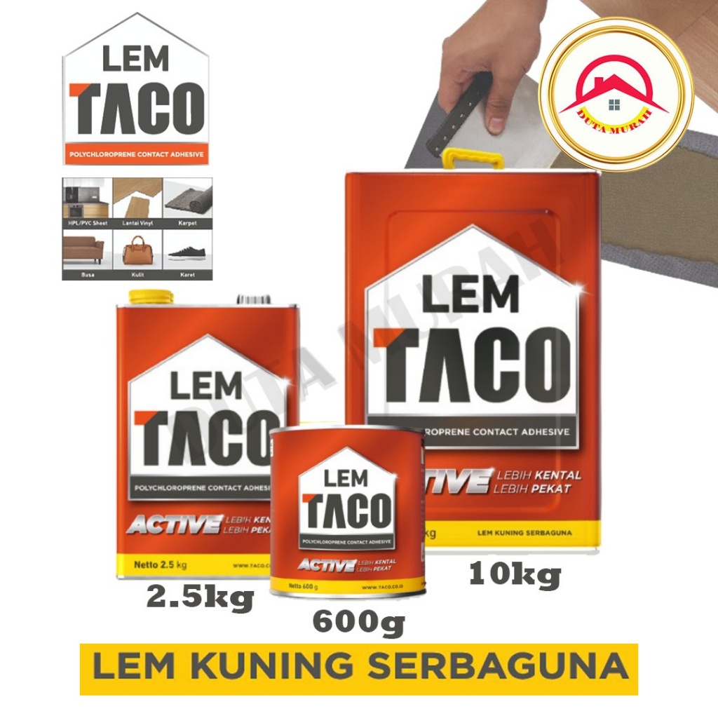 Jual Lem TACO 600 Gram / Edging / Lem Kuning Serbaguna / Lem Daya Rekat ...