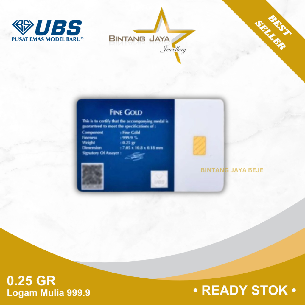 Jual Logam Mulia Emas (LM) UBS Gold 0.25 gr gram Sertifikat Mas UBS ...