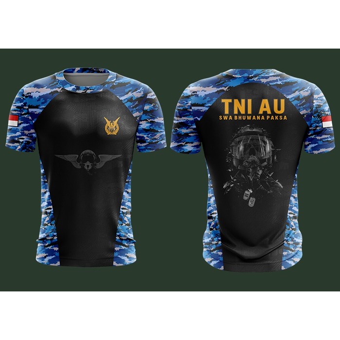 Jual KAOS JERSEY TNI AU HITAM LORENG BIRU KEREN | Shopee Indonesia