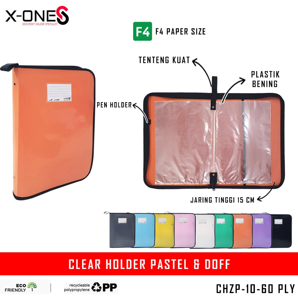 Jual X-ONE CLEAR HOLDER ZIPPER PASTEL 20PLY FOLIO F4 BENING DOCUMENT ...