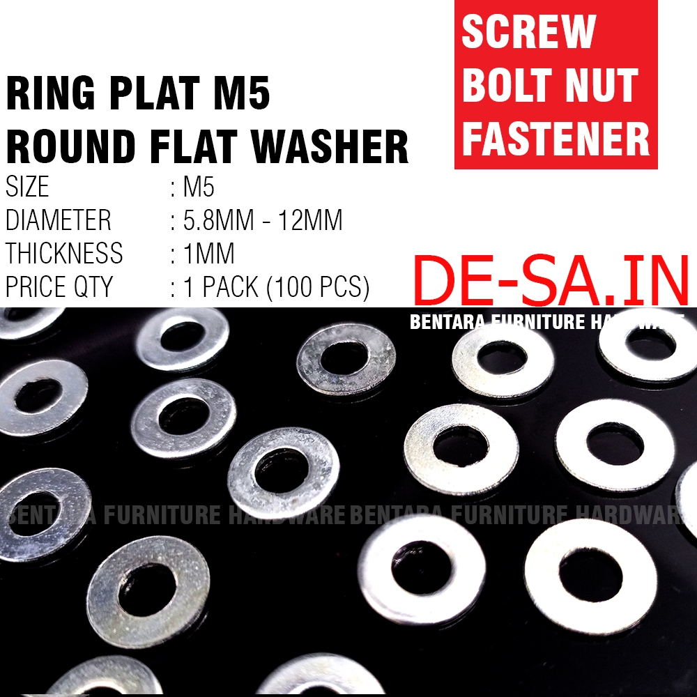 Jual 100 X RING PLAT M5 WASHER GALVANIS PUTIH | Shopee Indonesia