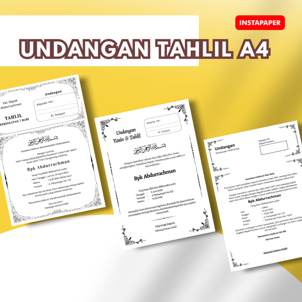 Jual Print Undangan Yasin dan Tahlil / Undangan Tasyakuran A4 | Bisa Instant! | Shopee Indonesia