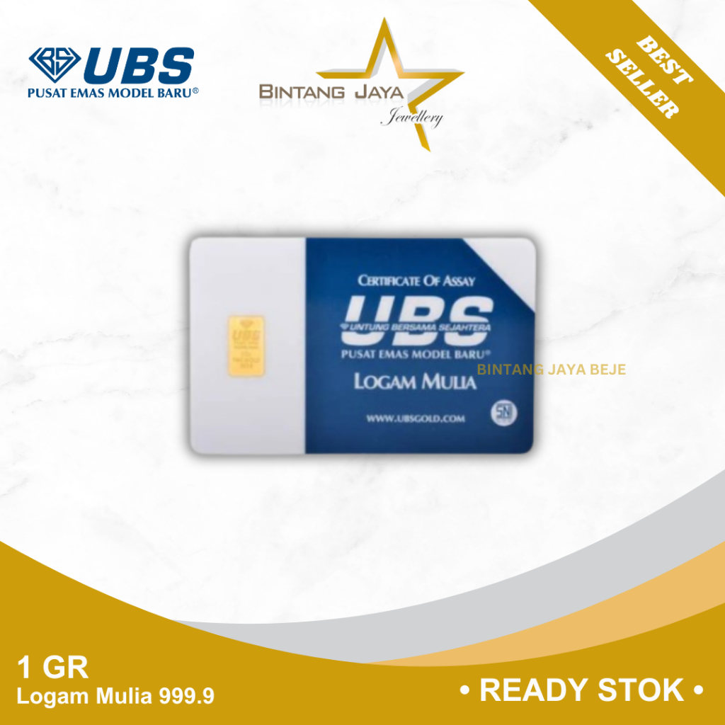 Jual Logam Mulia UBS 1 gr gram Emas (LM) GoldBar Kadar 999.9 Sertifikat ...