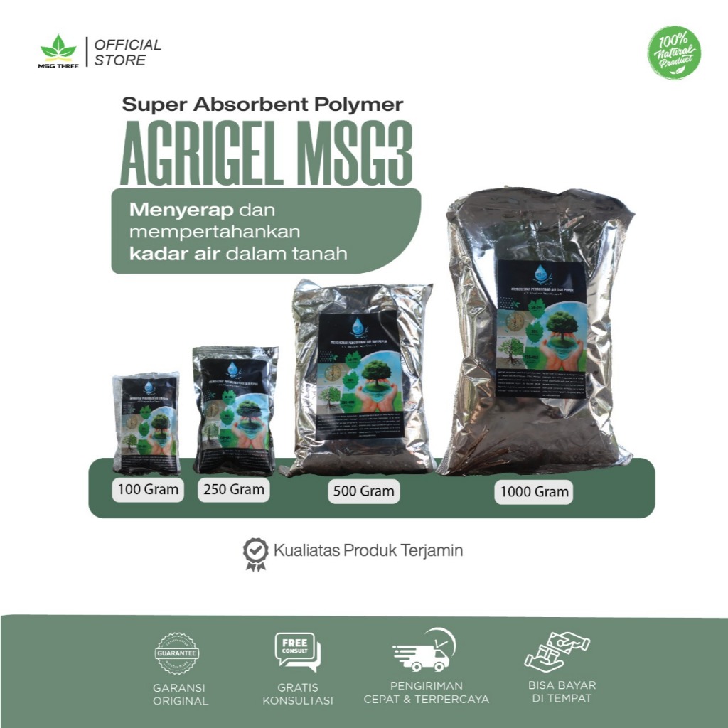 Jual Agrigel MSG3 - Bahan absorben yang dapat menyerap dan menyimpan air pada tanaman (semua ...