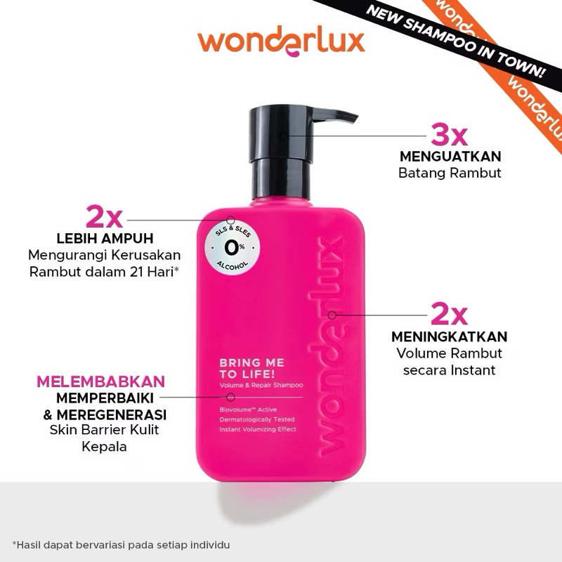 Jual WONDERLUX BRING ME TO LIFE! VOLUME & REPAIR SHAMPOO | Shopee Indonesia