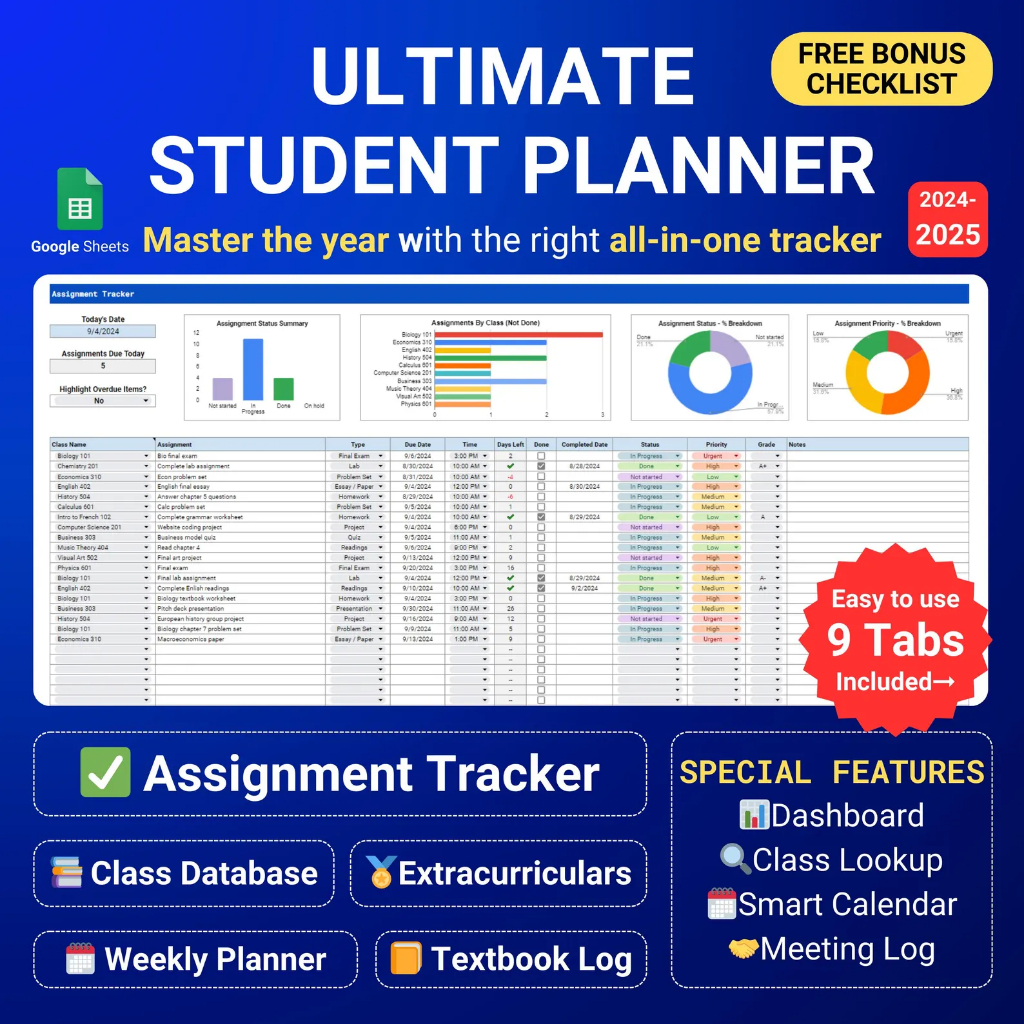 Jual Template Spreadsheet Ultimate Student Planner - Atur Jadwal ...