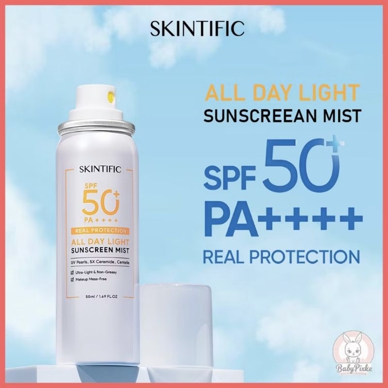 Jual [NEW] SKINTIFIC ALL DAY LIGHT SUNSCREEN MIST SPF 50 PA++++ 50ML | Shopee Indonesia