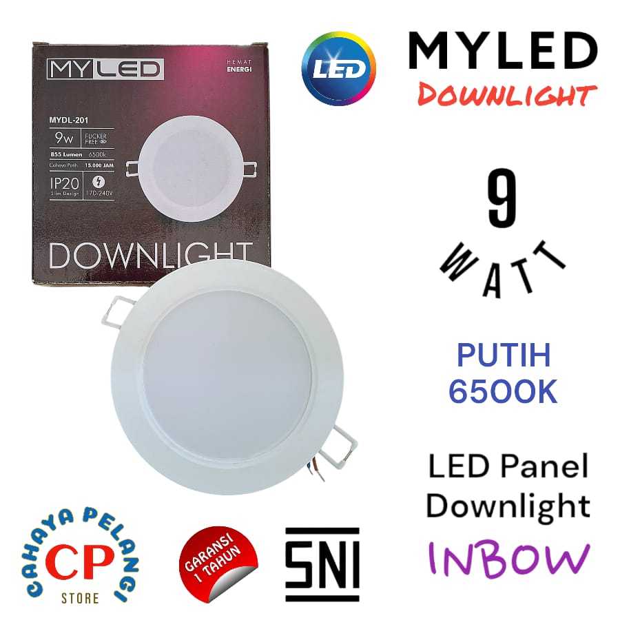 Jual MYLED Lampu LED Downlight 9 Watt 9w IB Panel Inbow Bulat 4" Inch ...