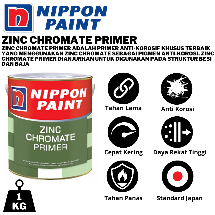 Jual NIPPON PAINT ZINC CHROMATE PRIMER 1KG CAT BESI ANTI KARAT NIPPON PAINT CAT MENI BESI 1KG ...