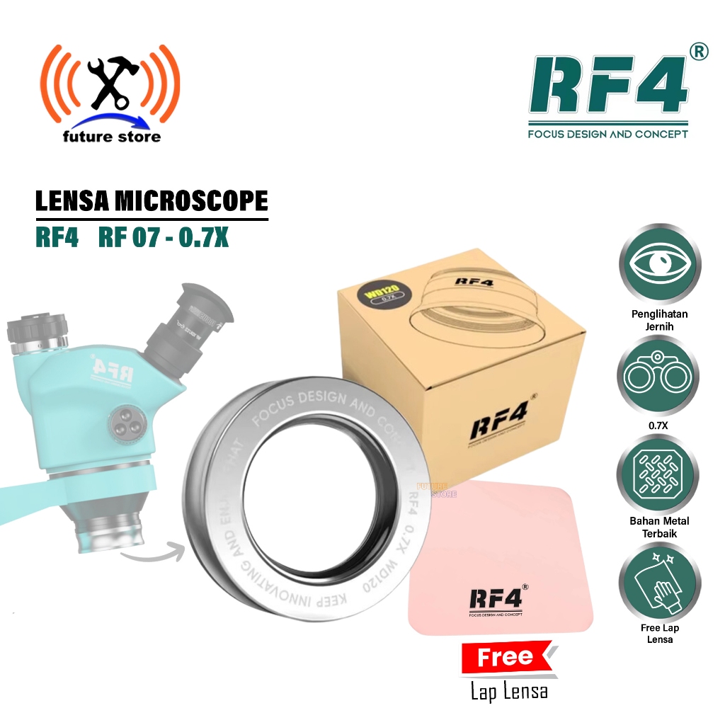Jual RF4 RF07 0.7X Lensa Microscope Mikroskop Silver Original - RF4 0.7X Tambahan Untuk Lensa ...