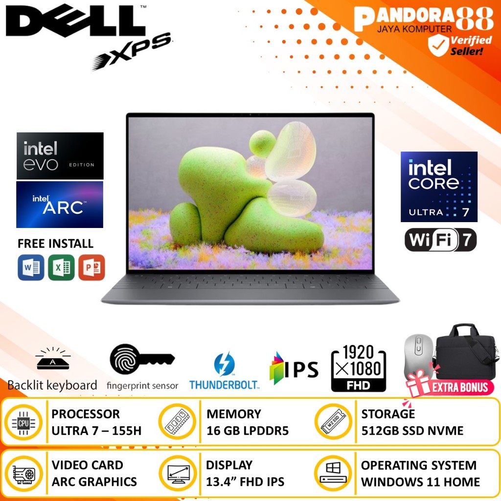 Jual DELL XPS 13 9340 Intel Ultra 7 155H 16GB 512 SSD FHD IPS Grey Baru | Shopee Indonesia