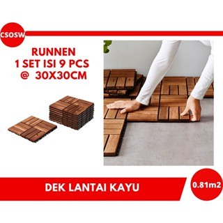 Jual RUNNEN Dek Lantai Kayu Outdoor Brown-Stained Floor Decking 9Pcs ...
