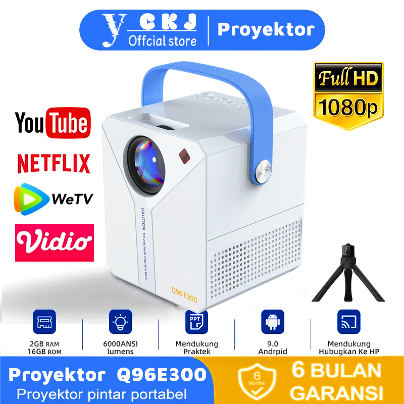 Jual Q96 E300 Proyektor Android TV 1080P Smart Projector 6000 lumens ...