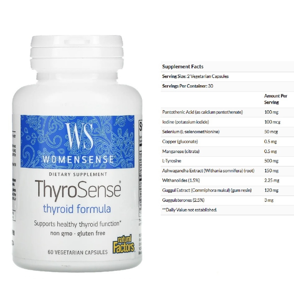 Jual Natural, WomenSense, ThyroSense, Thyroid Formula, 60 Vegetarians ...