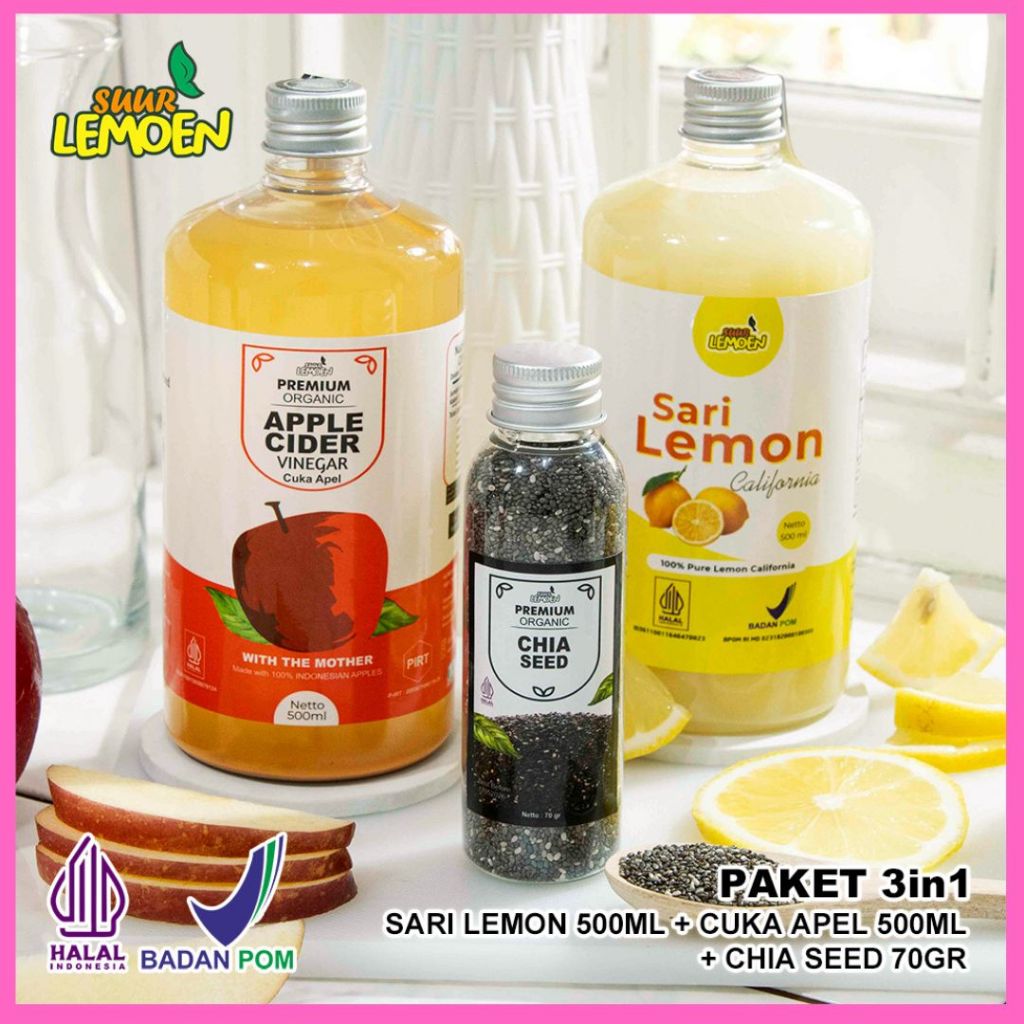 Jual Suur lemoen Paket Diet Cuka Apel 3 In 1 Cuka Apel 500 ML Sari ...