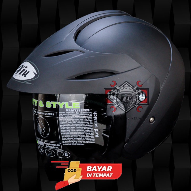 Jual HIU HELM NICO SOLID BLACK DOFF - SINGEL VISOR | Shopee Indonesia