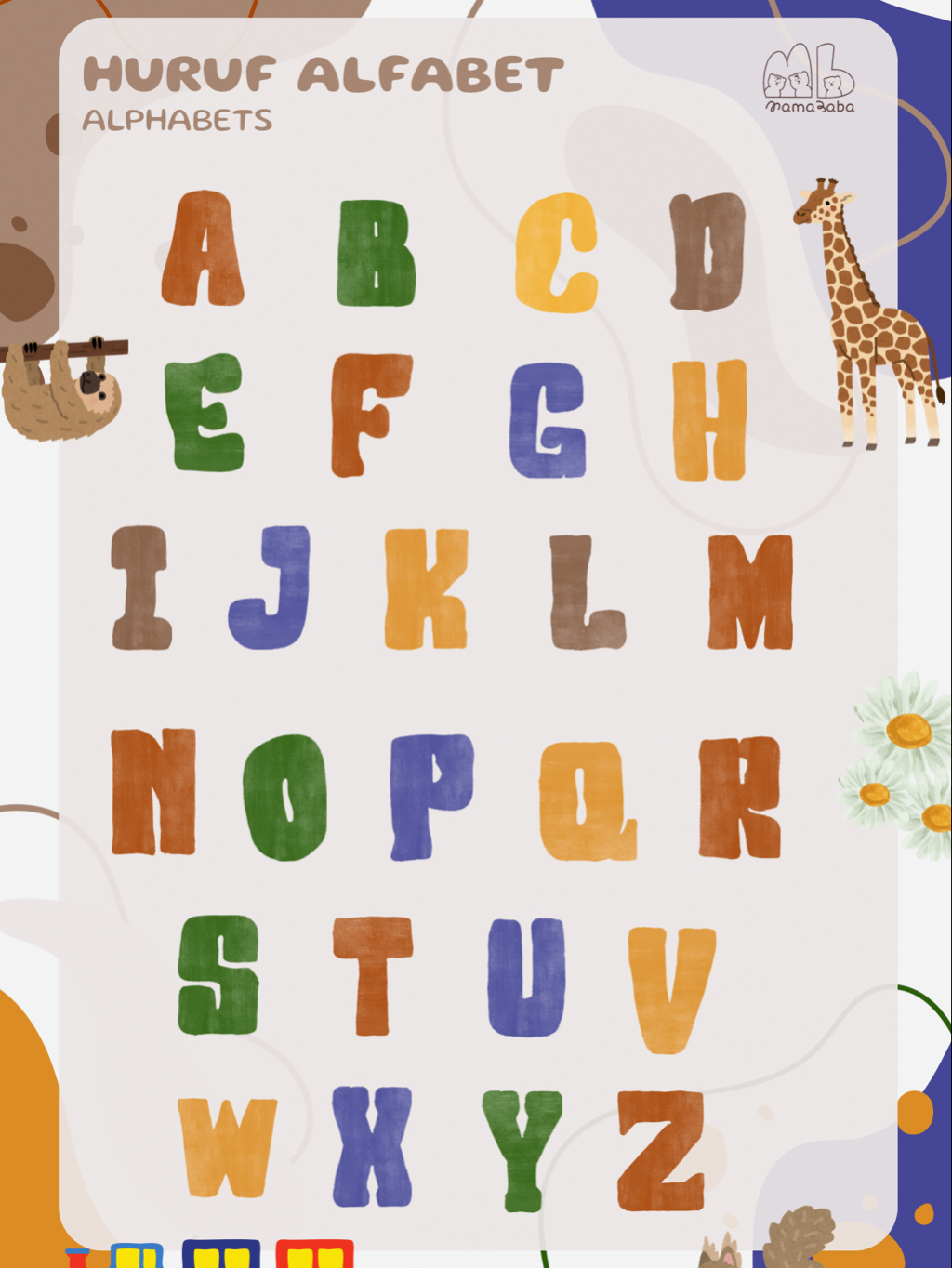 Jual MAMABABA | Poster Edukasi Anak Aesthetic Earth Tone A3 ...