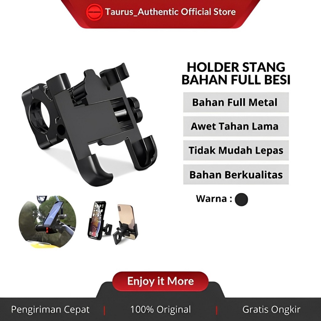 Jual Holder Hp Motor Besi Stang Full Alumunium Dudukan Penahan Hape Sandaran Penyangga Pegangan ...
