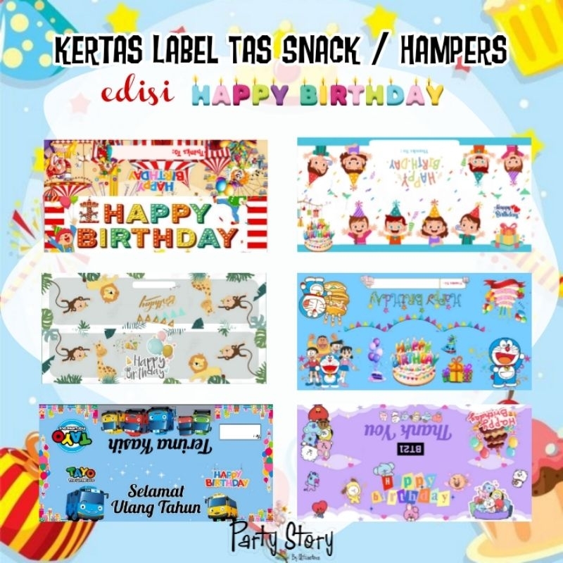 Jual 50lembar Kertas Label Snack/hampers Edisi Ulang Tahun, Birthday ...