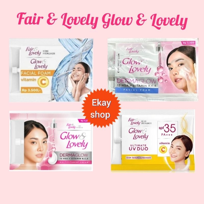 Jual Fair & lovely Glow and lovely Sachet Facial Foam / Krim / Serum ...