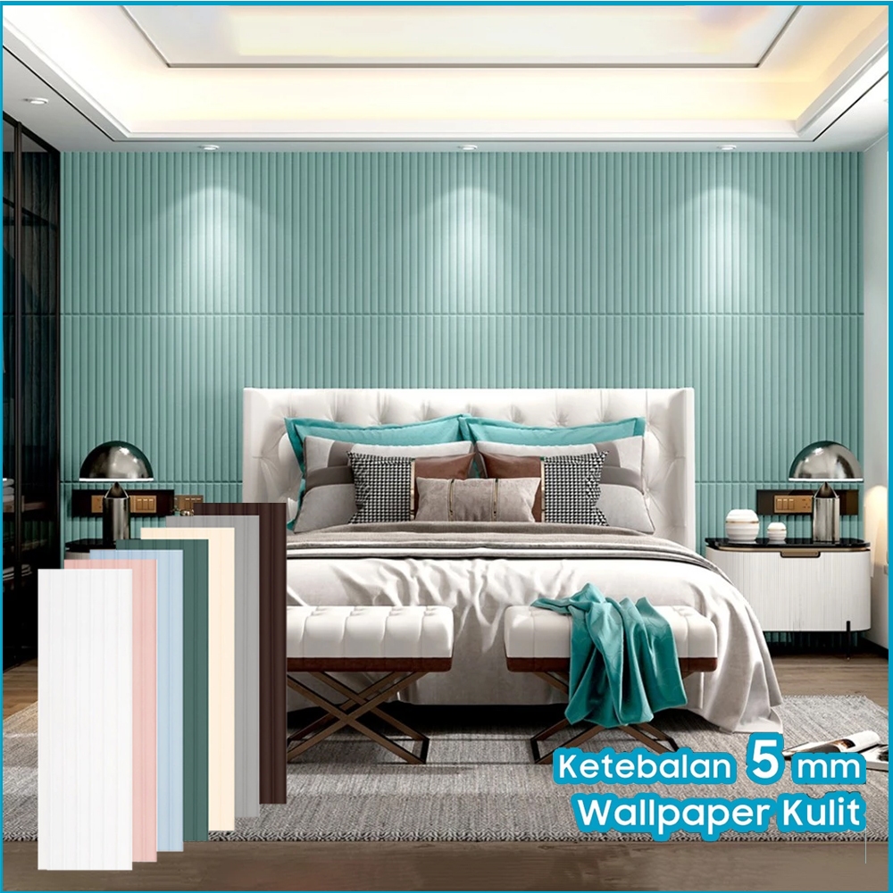 Jual Toptech - Wallpaper Sticker Foam Motif WPC Garis Bahan Kulit ...