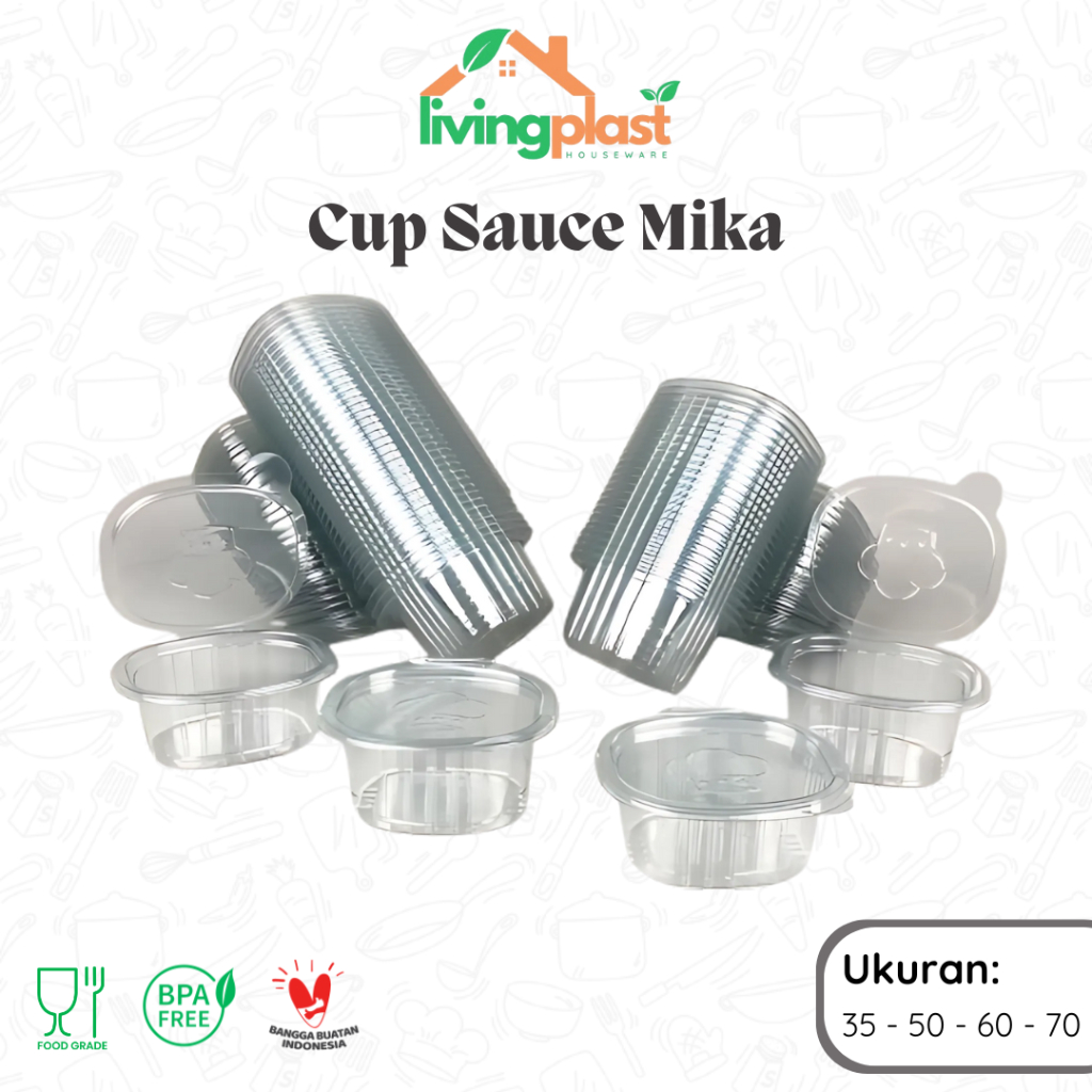 Jual Cup Sauce Mika 35ml 50ml 60ml 70ml @50pcs / Tempat Saus Plastik ...