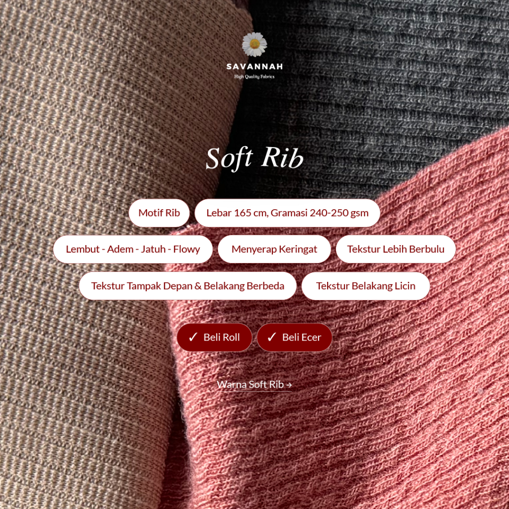 Jual Kain soft Rib kaos knitting eceran banyak warna Per 1000 Gram ...