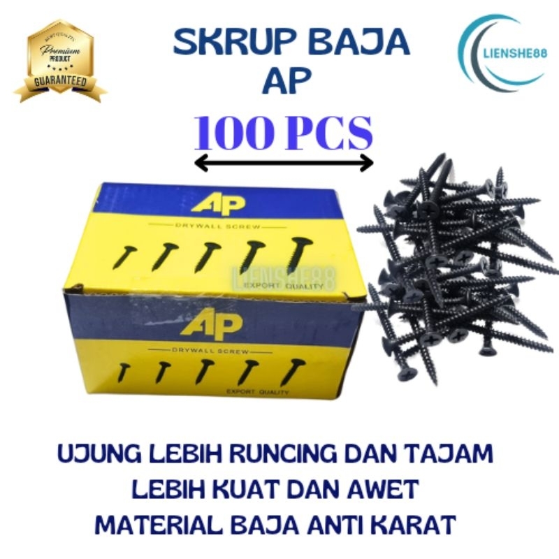 Jual (100pcs) SEKRUP GYPSUM BAJA DRYWALL SCREW AP 3/4" 1" 1¼" 1½" 2 ...