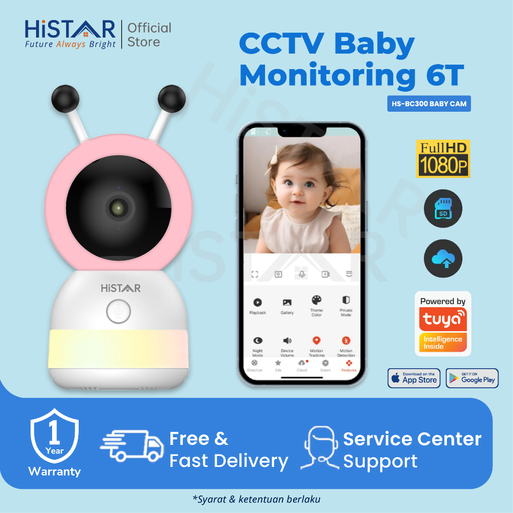 Jual HiSTAR CCTV Smart Camera Indoor 3MP Baby Monitor Pengawas Bayi ...