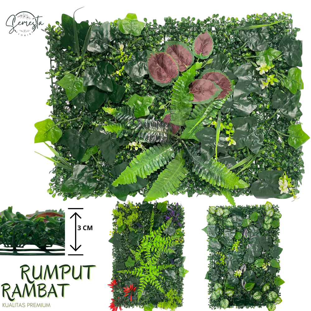 Jual Tanaman Rumput Dinding Rambat 40 x 60 CM Daun Hijau Palsu Dekorasi ...