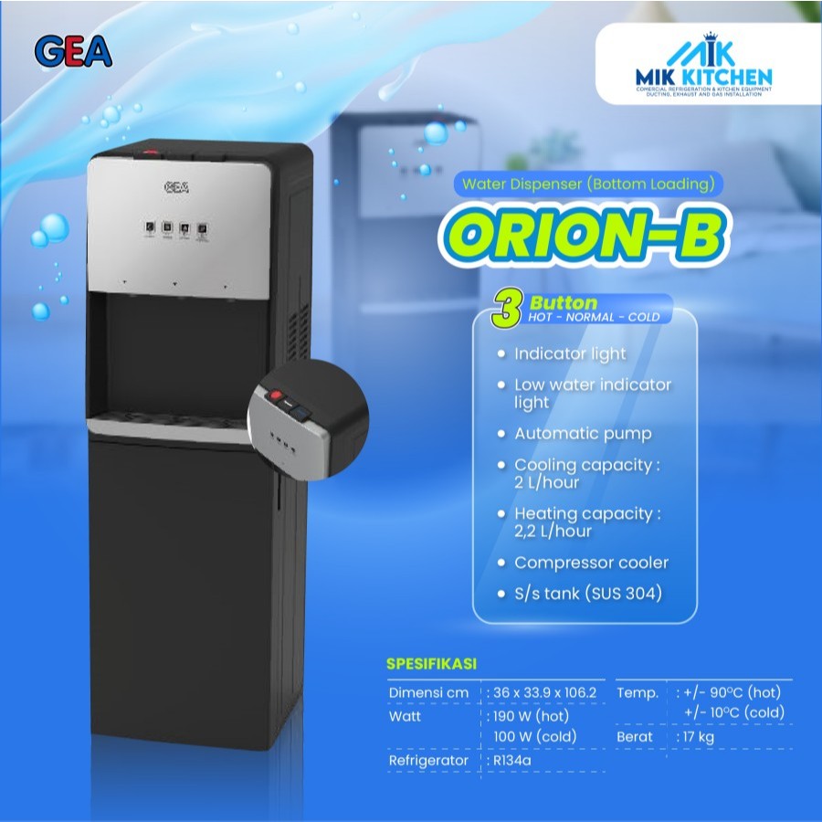 Jual GEA Water Dispenser ORION Black Series ( Galon Air Bawah ...
