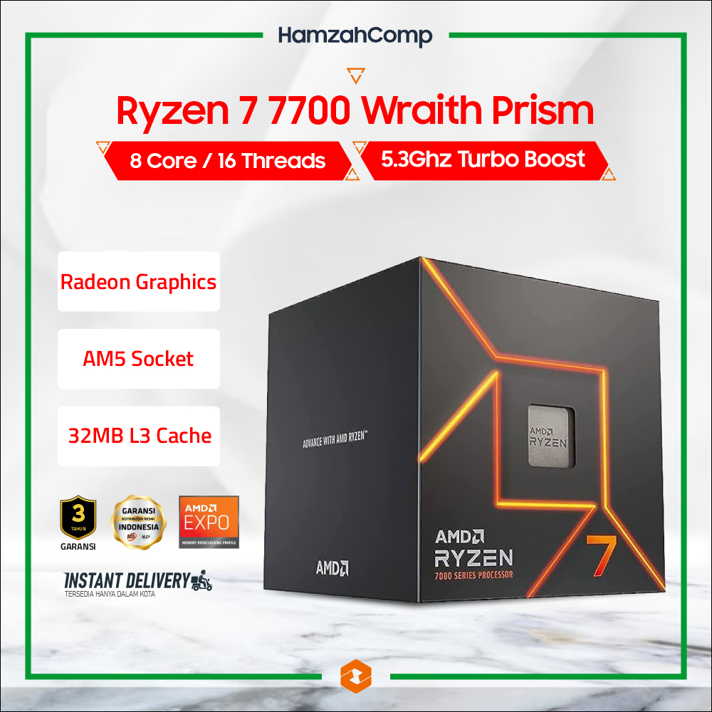 Jual AMD Ryzen 7 7700 3.8Ghz Up to 5.3Ghz 32MB Cache Box with Wraith ...