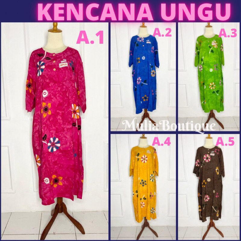 Jual batik kencana ungu daster ld 120 label hitam | Shopee Indonesia