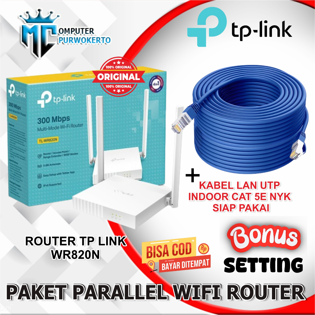 Jual Paket Parallel WiFi Access Point TP Link TL-WR820N dan Kabel LAN ...