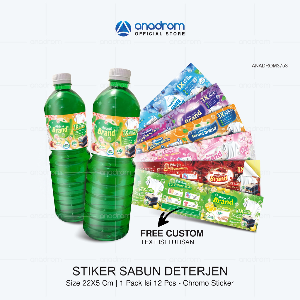 Jual [12 pcs] Stiker Kemasan Botol Sabun Deterjen Persegi Panjang ...