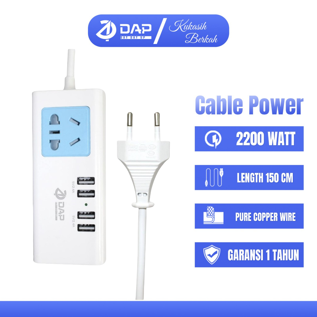 Jual DAP USB Socket D-H04 Stop Kontak/Power Strip/Colokan Listrik Socket USB Original - 1 PCS ...