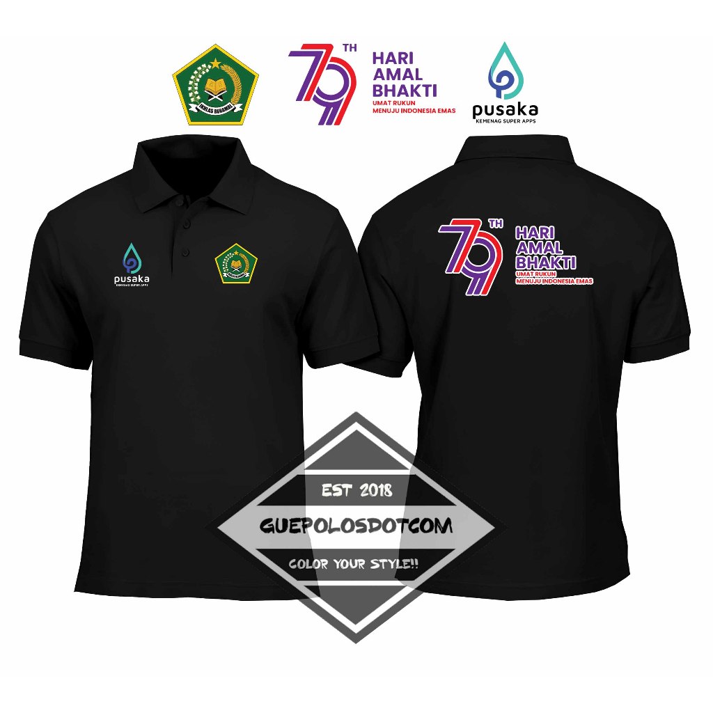 Jual TYPE A01 - POLO SHIRT HARI AMAL BHAKTI KE-79th LOGO PUSAKA KEMENAG ...
