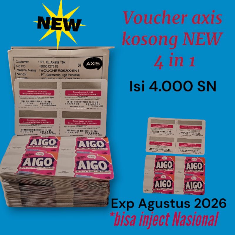 Jual voucer kosong axis 4 in 1 isi per box besar 4.000 | Shopee Indonesia