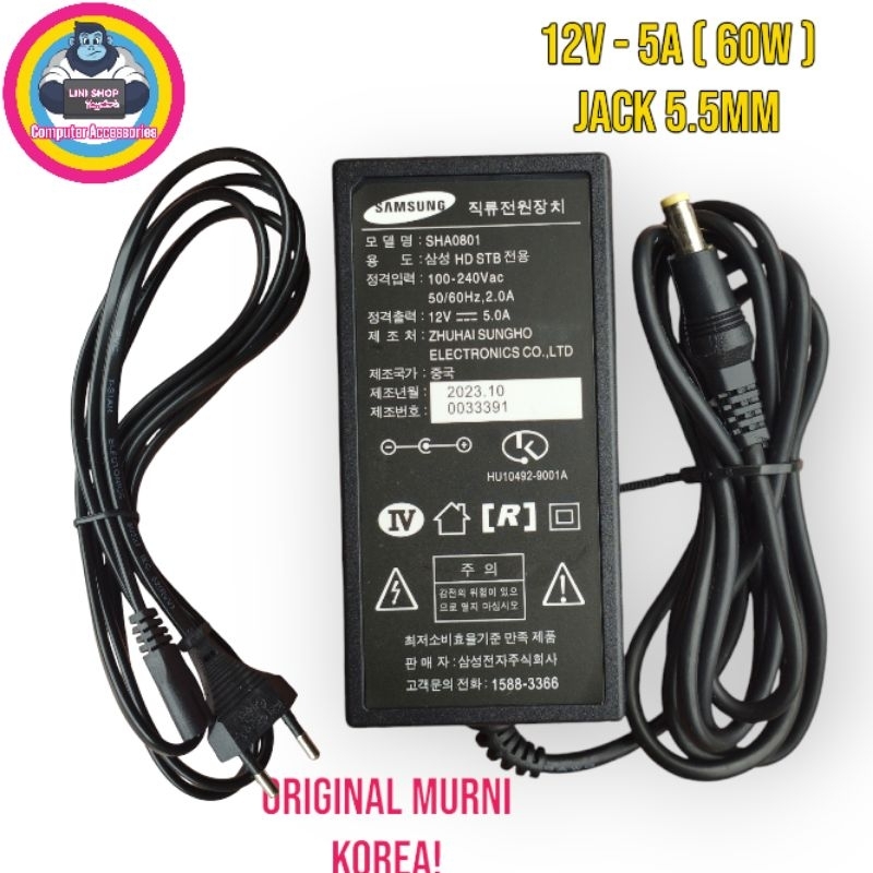 Jual Samsung Adaptor DC 12V 5A buat DVR CCTV Monitor cocok buat monitor ...