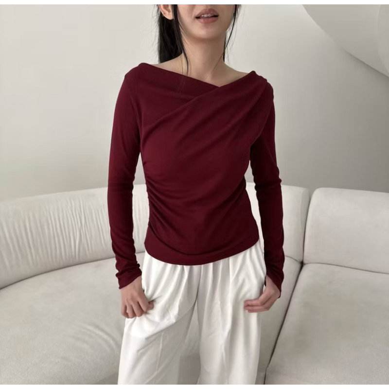 Jual Atasan Knit Wanita Korean Top Baju Knit Wanita Lengan Panjang Basic Long Sleeve OR02 ...