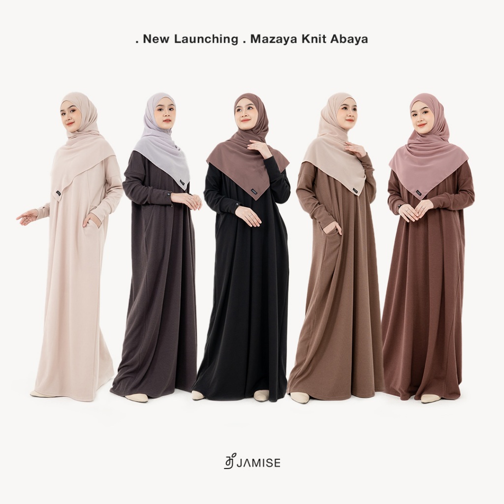 Jual Jamise | Mazaya Abaya Knit | Gamis Abaya Simple Semi Batwing | Shopee Indonesia