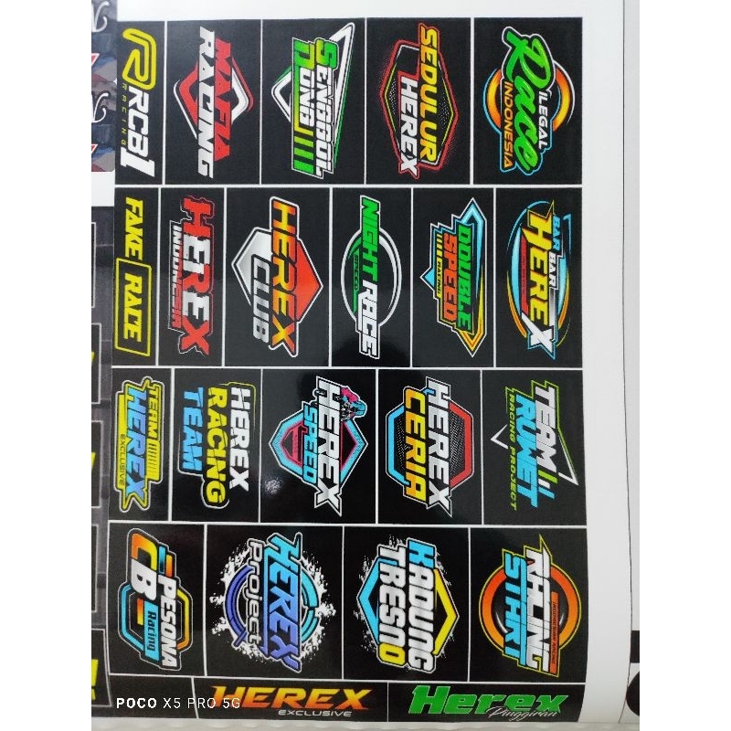 Jual stiker kecil stiker herex stiker racing ukuran A4 anti gores ...