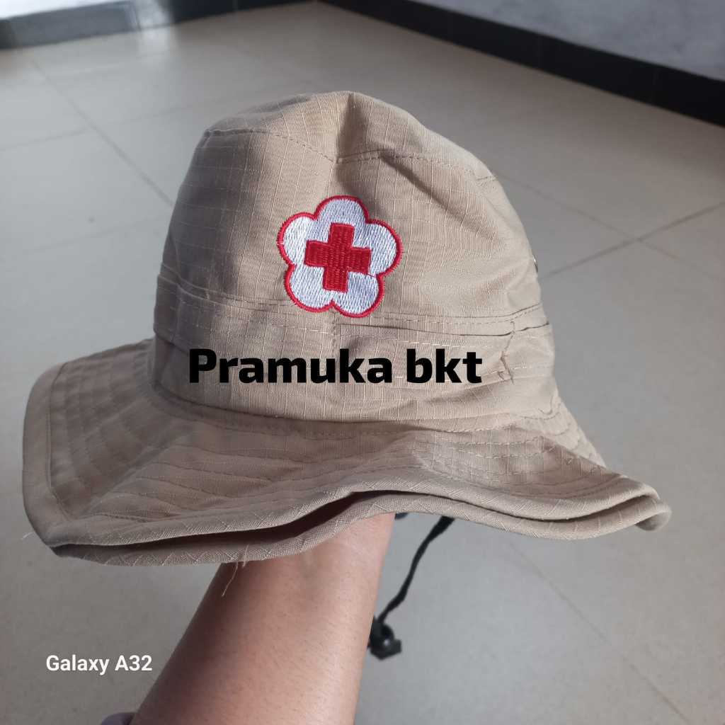 Jual Topi rimba PMI PMR topi lapangan topi palang merah bordir bijian ...