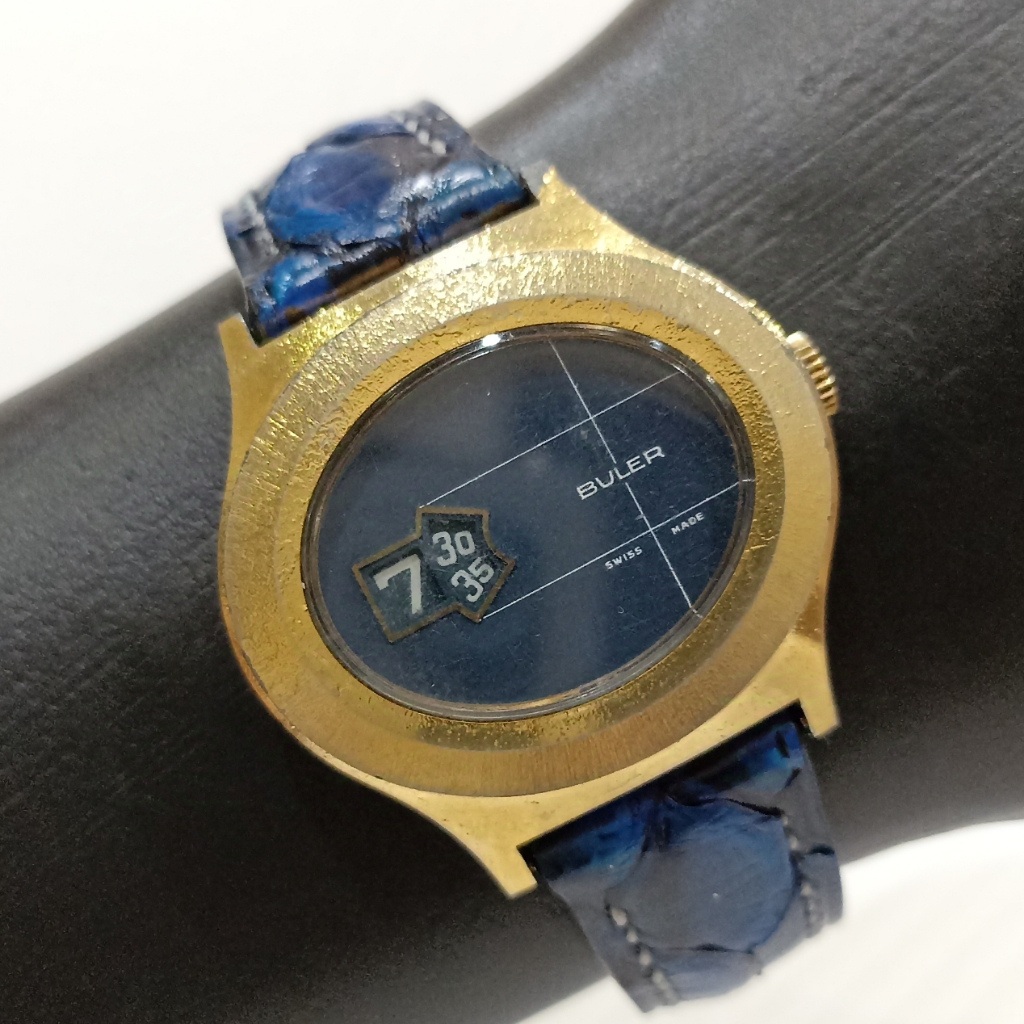 Jual Buler Swiss Jump Hour Vintage Blue Dial Manual Winding Watch Jam ...