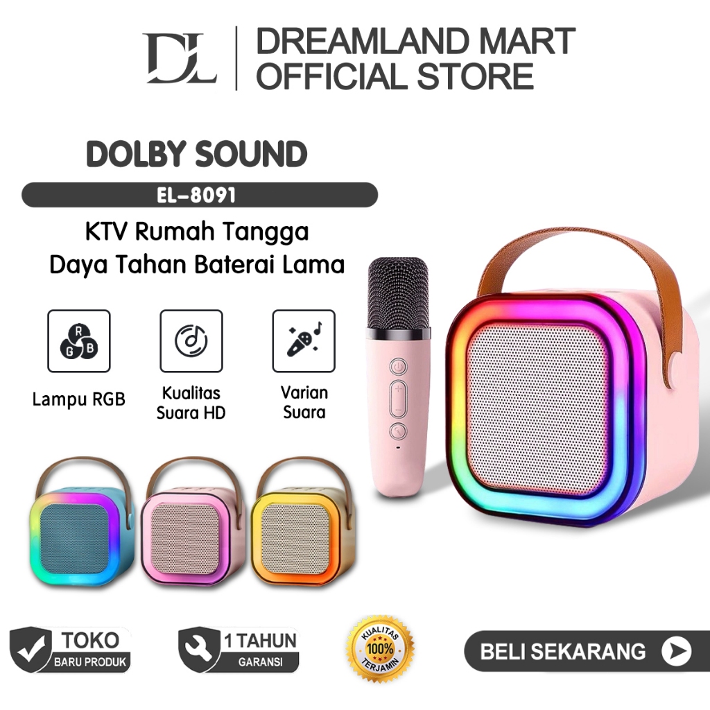 Jual DL Bluetooth Mini Speaker Karaoke Set 2 Mic KTV Mini Portable Dual ...