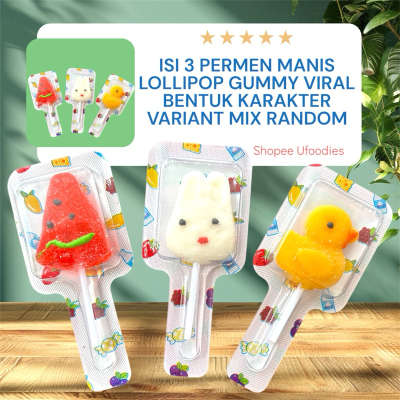 Jual PERMEN KARAKTER LOLLIPOP GUMMY LUNAK VIRAL ANEKA RASA BUAH VARIANT ...