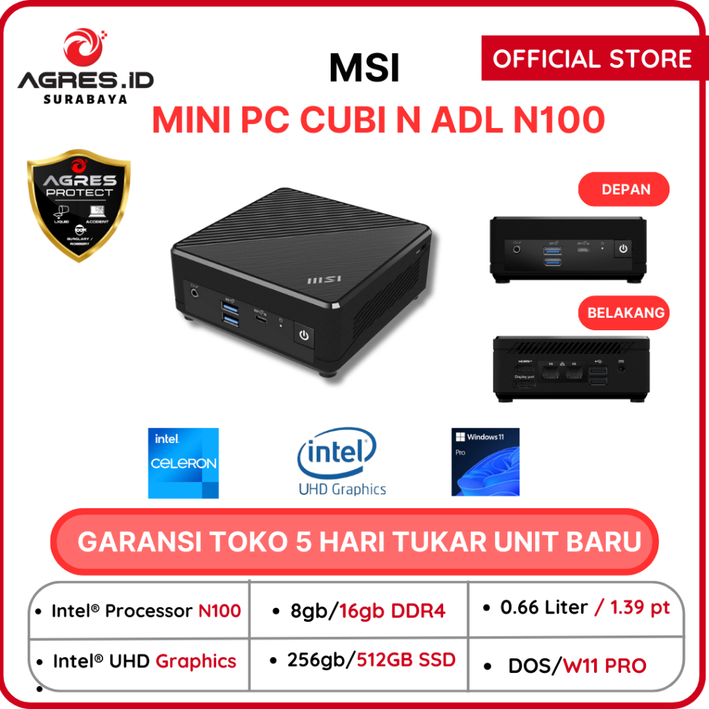 Jual MSI MINI PC CUBI N ADL N100 DOS/WINDOWS 11 PRO | Shopee Indonesia