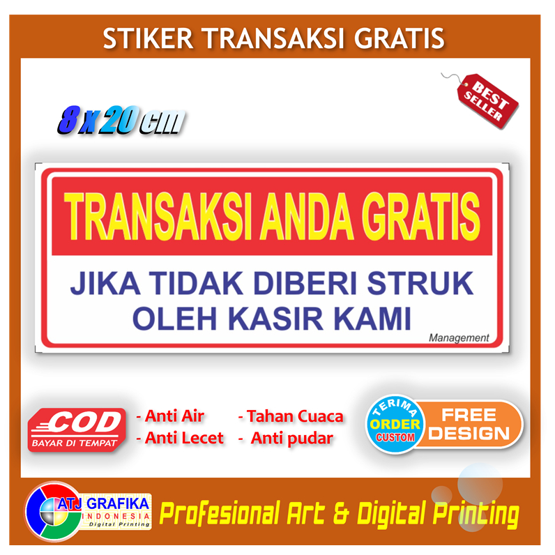 Jual Stiker transaksi gratis jika tidak diberi struk pembelian sticker ...