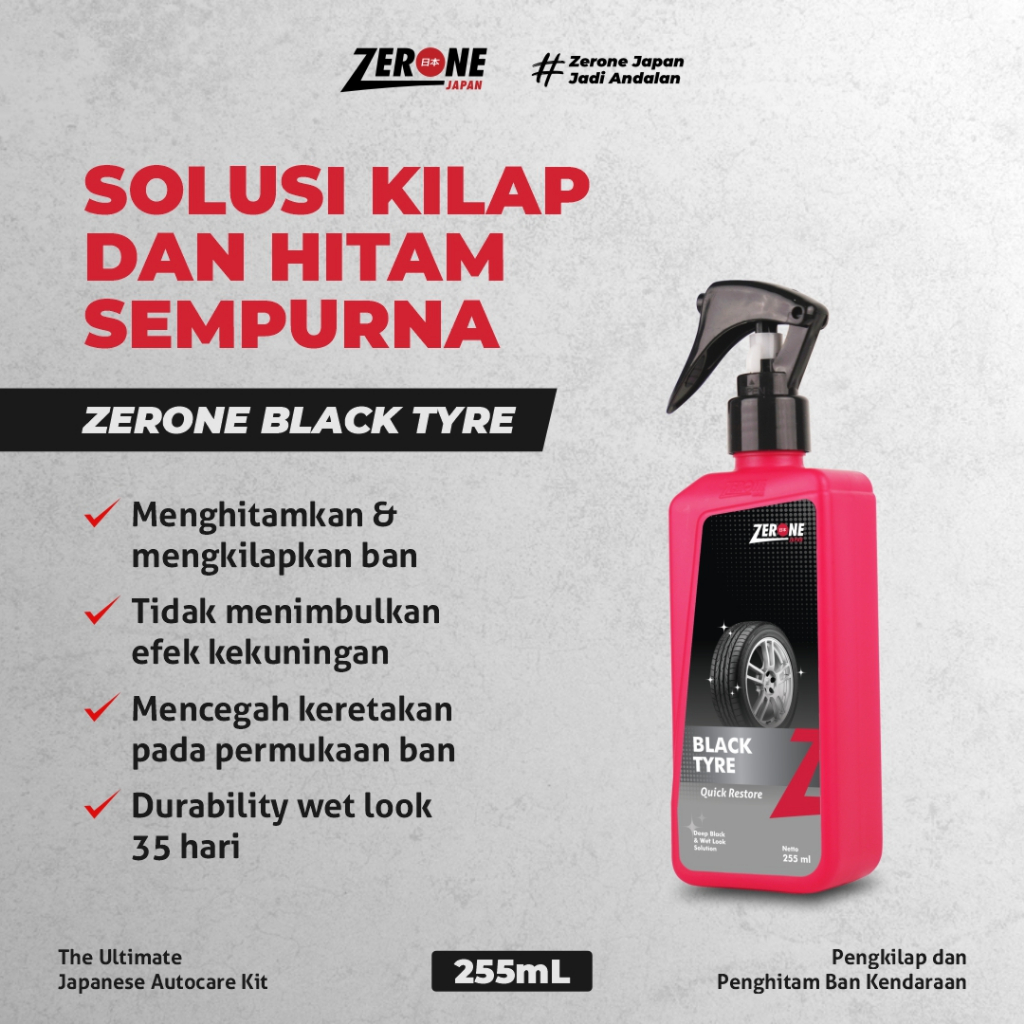 Jual Kit Pengkilap Semir Ban Mobil Tahan Lama Zerone Japan Black Tyre ...